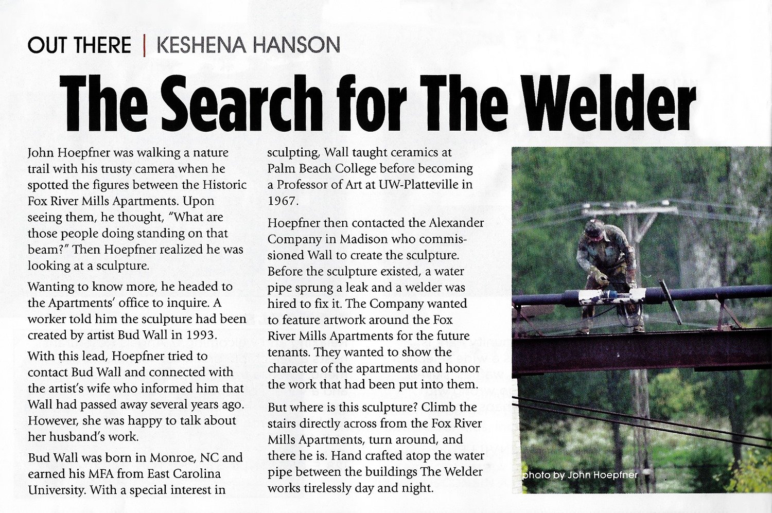 Bud’s “Welder” published in the “Appleton Monthly” May 2019 – Artist ...